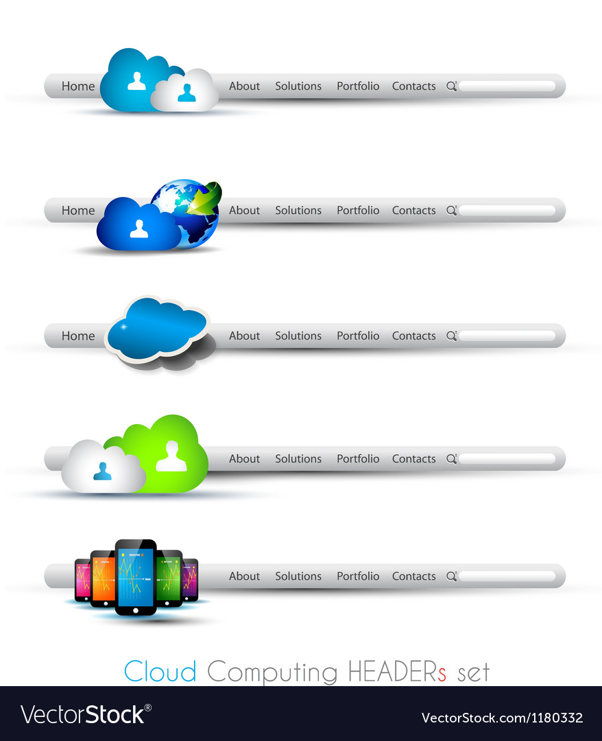 Cloud Computing themed headers or footers Vector Image