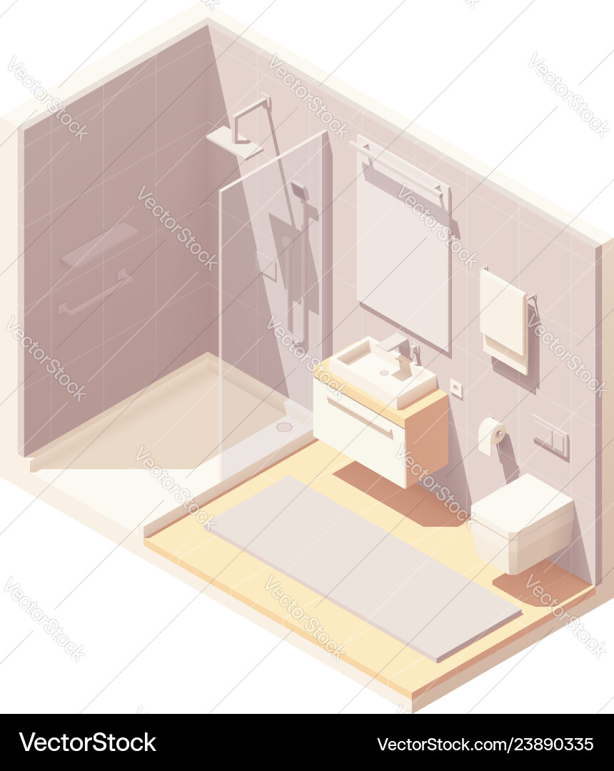 Isometric small bathroom interior Royalty Free Vector Image