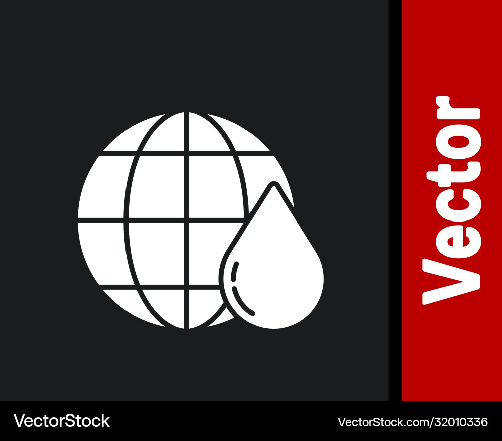 White earth planet in water drop icon isolated Vector Image