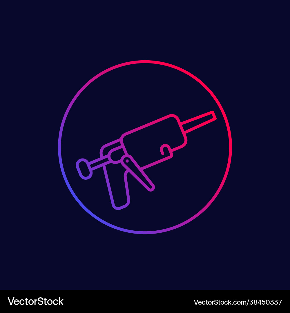 Silicone gun line icon on dark Royalty Free Vector Image