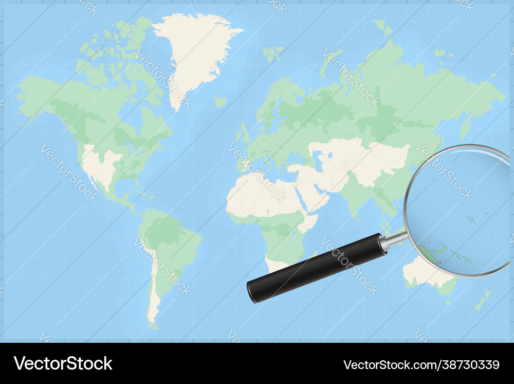 Map world with a magnifying glass on a map Vector Image