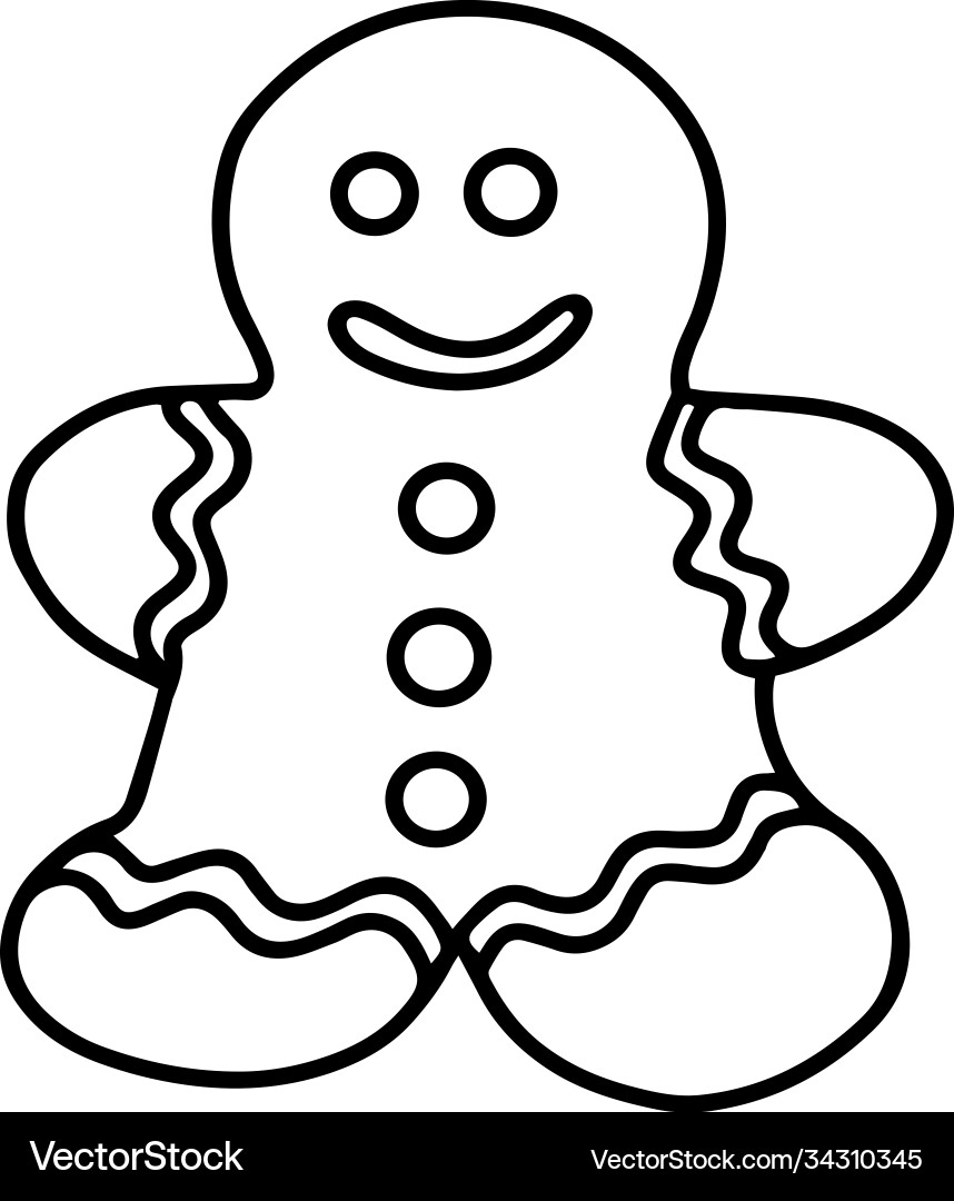 Gingerbread man doodle style Royalty Free Vector Image