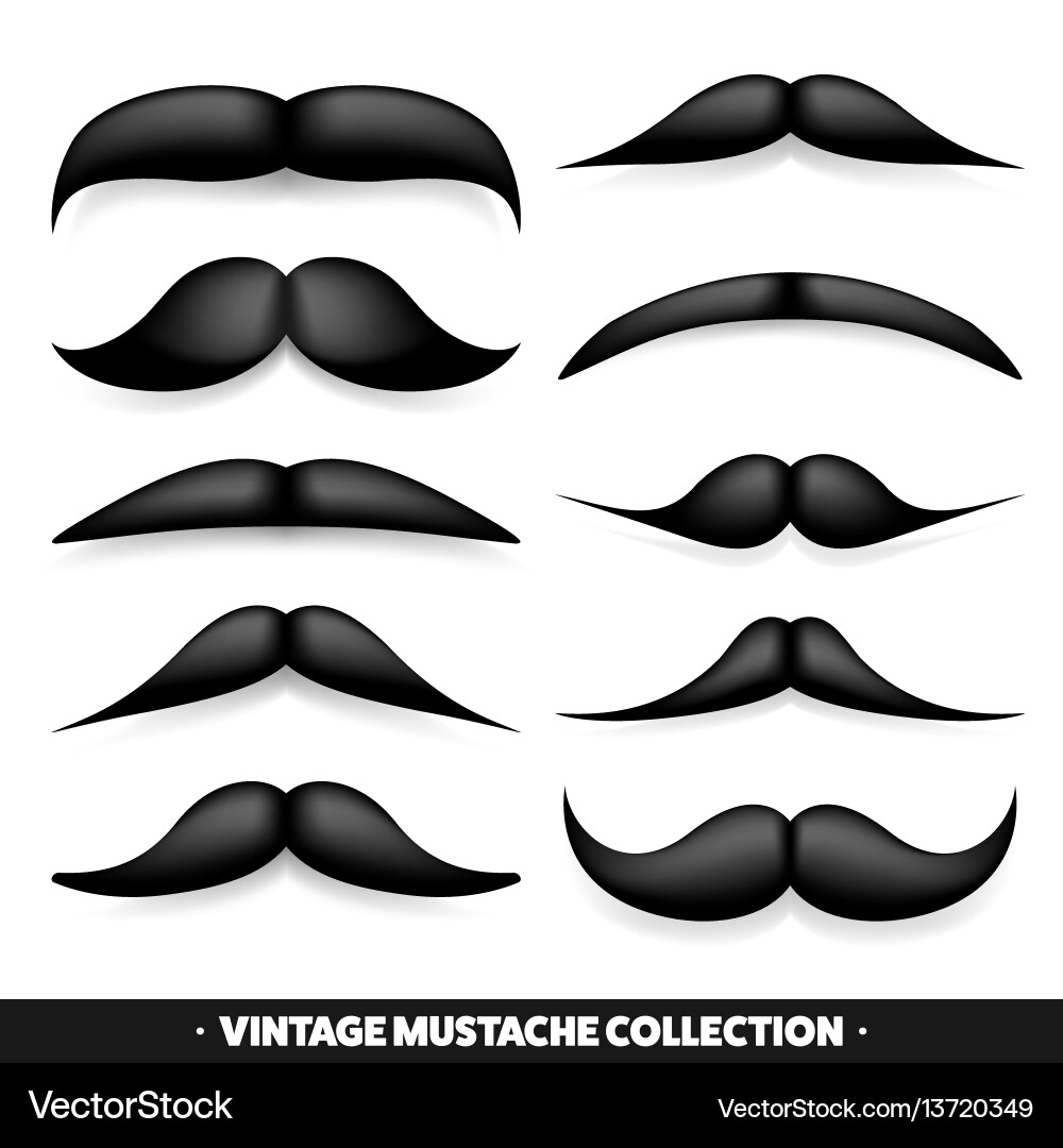 Mustache isolated on white black vintage Vector Image