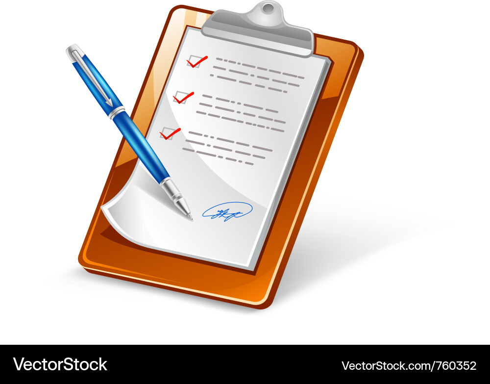 Clipboard with pen Royalty Free Vector Image - VectorStock