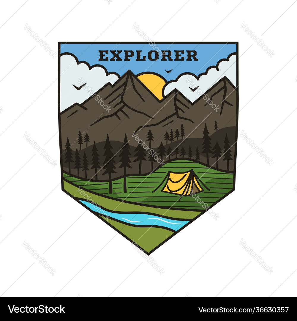 Mountain explorer logo camping adventure emblem Vector Image