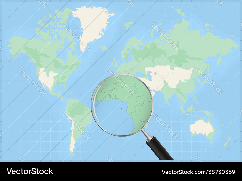 Map world with a magnifying glass on a Royalty Free Vector