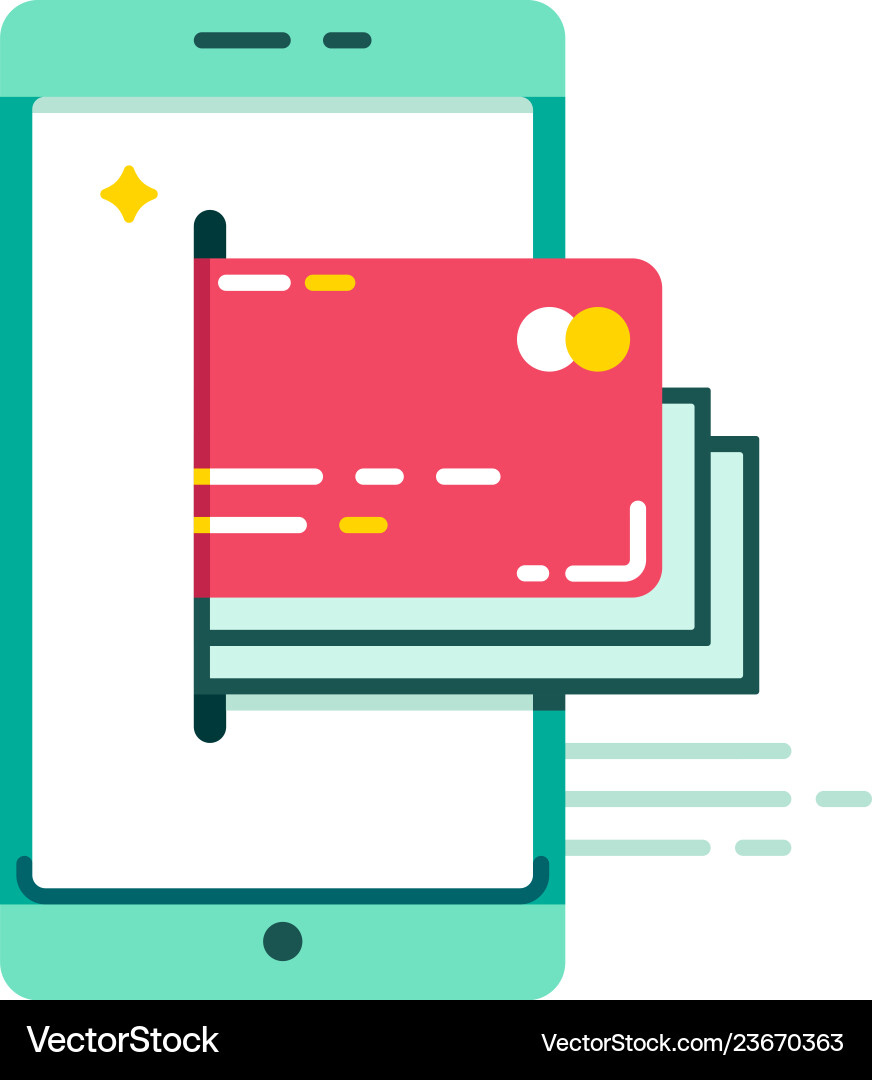 E-wallet mobile payment flat Royalty Free Vector Image