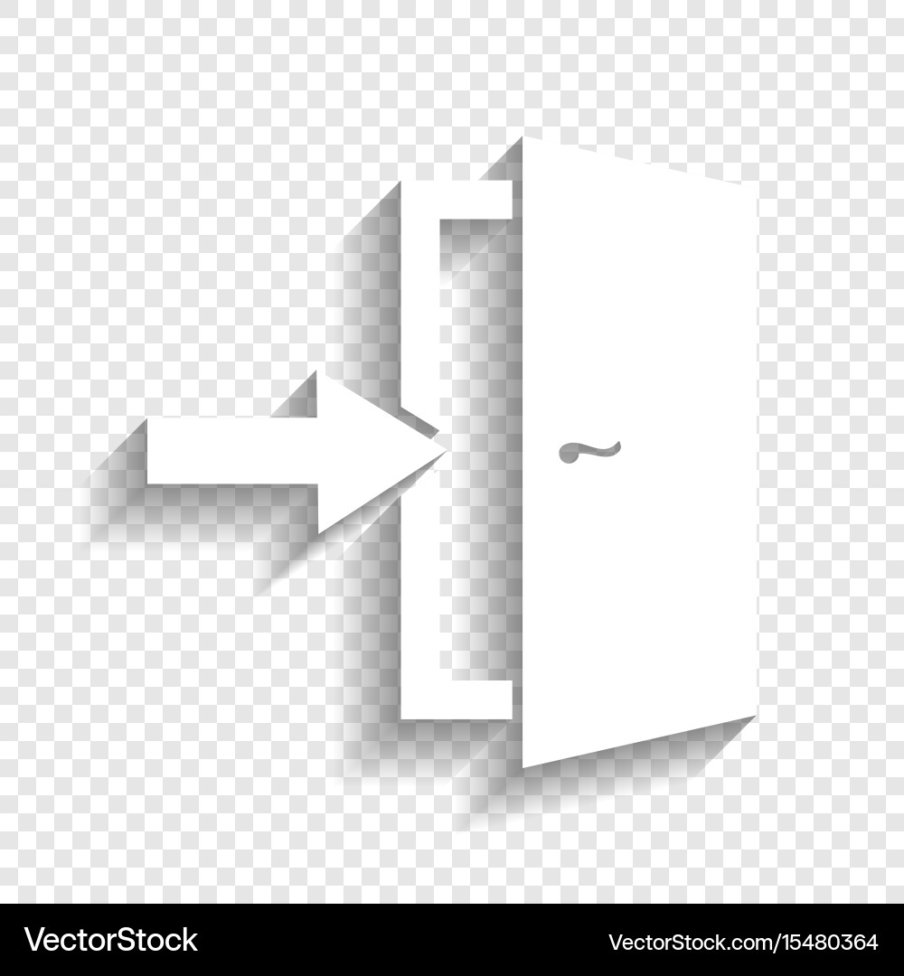 Door exit sign white icon with soft Royalty Free Vector