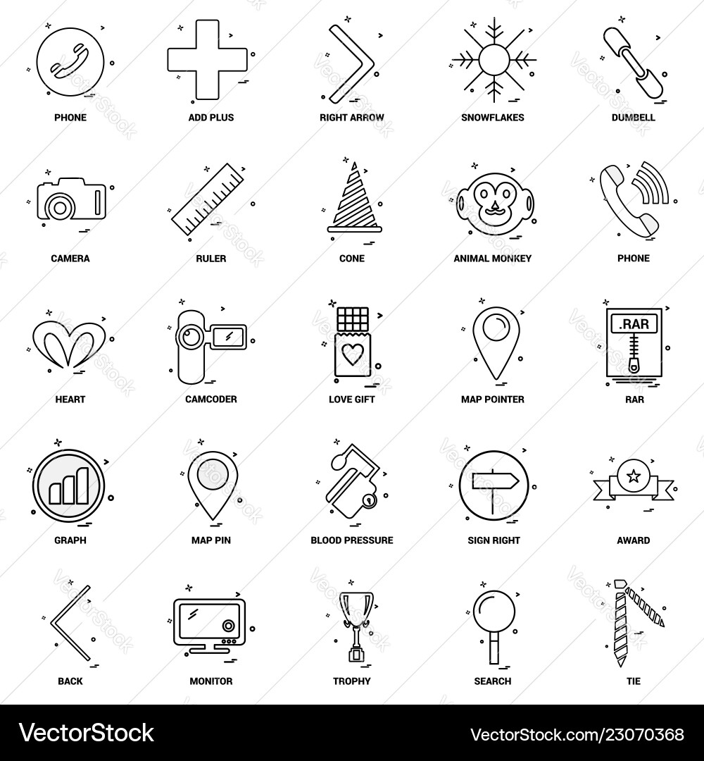 25 business concept mix line icon set Royalty Free Vector