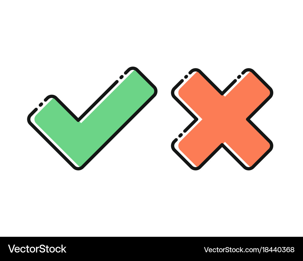 Yes and no tick icons Royalty Free Vector Image
