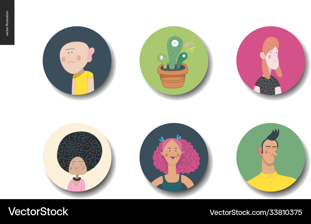 Bright characters portraits set - round avatars Vector Image