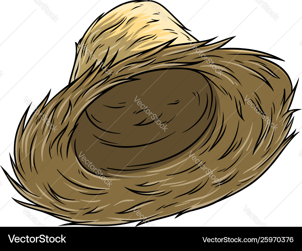 Cartoon straw farmer hat icon Royalty Free Vector Image