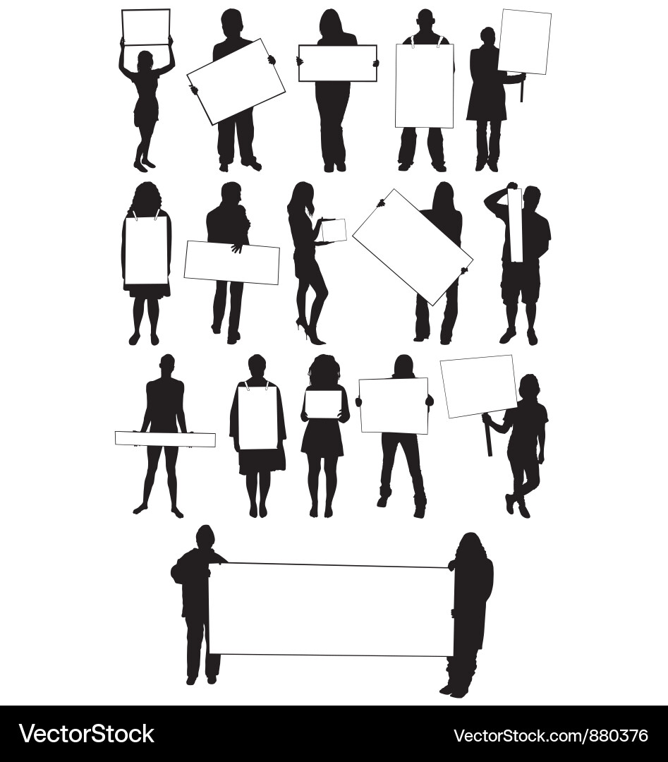 People holding signs Royalty Free Vector Image