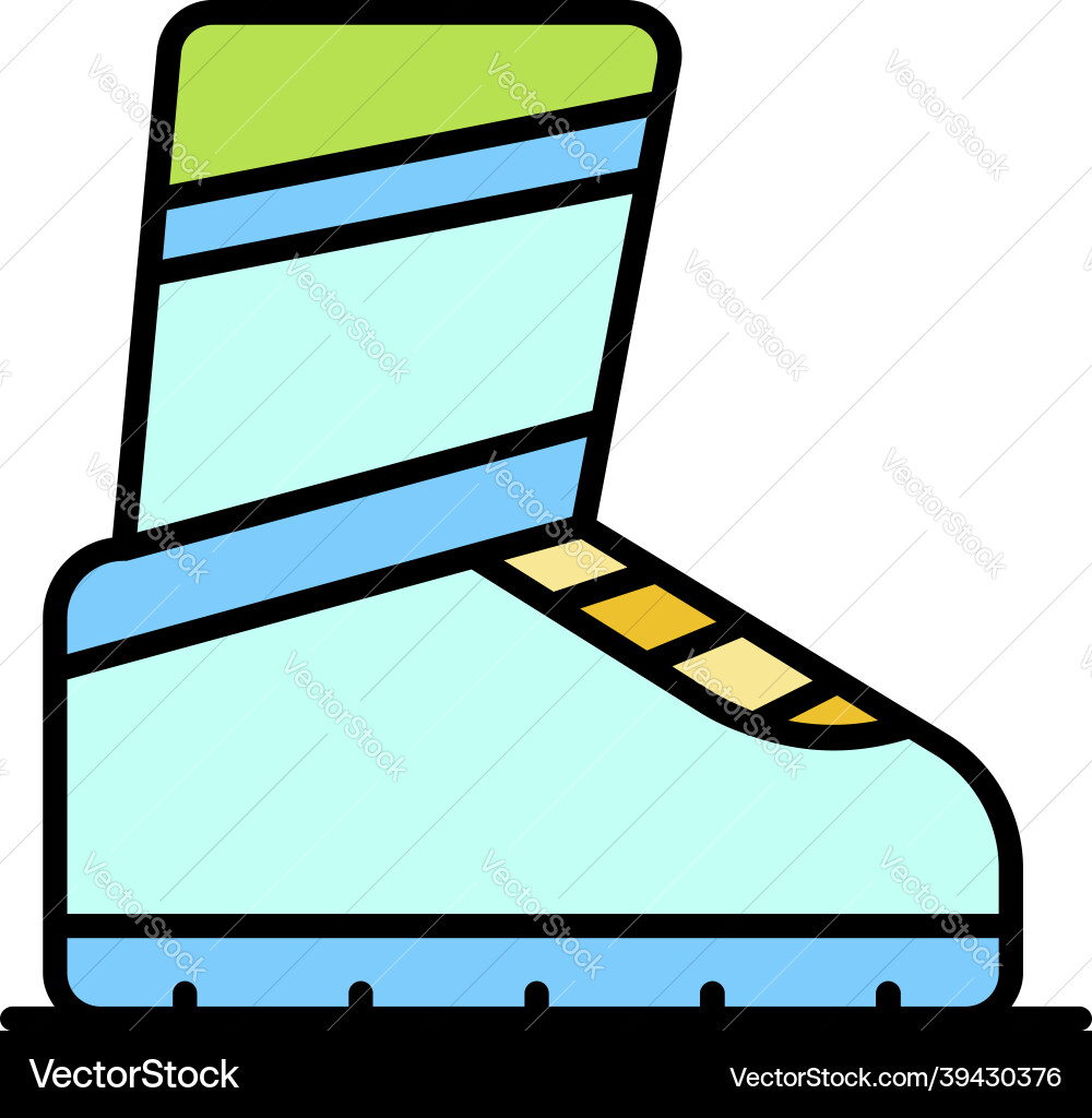 Ski boot icon color outline Royalty Free Vector Image