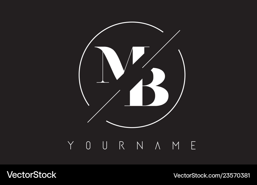 Mb letter logo with cutted and intersected design Vector Image