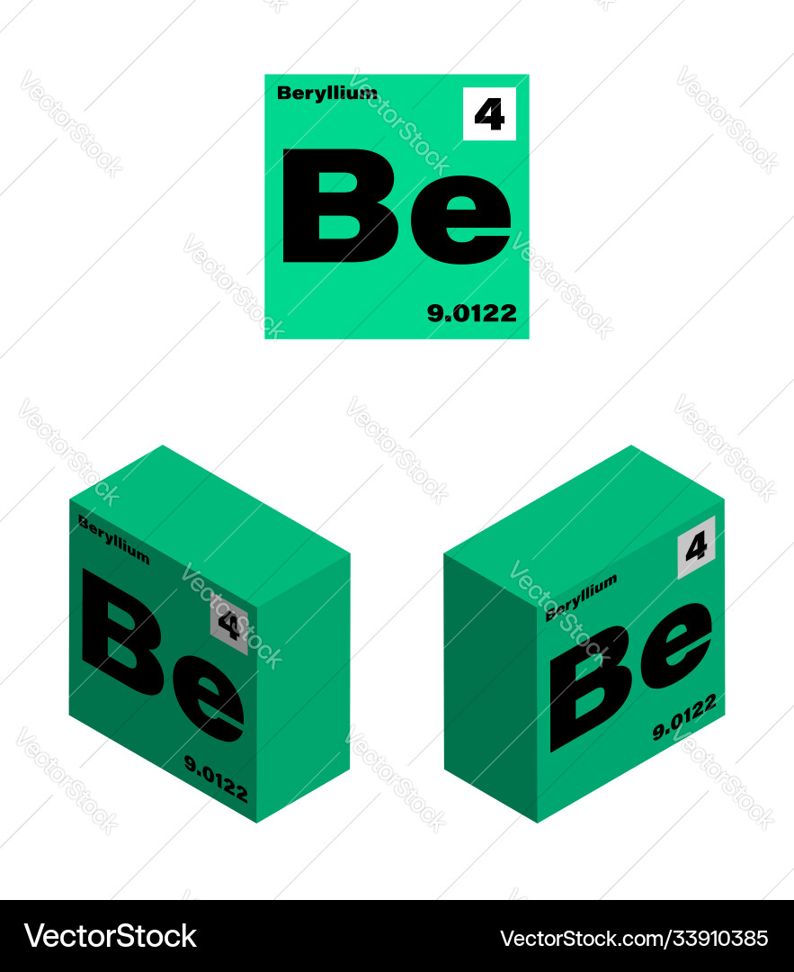 Beryllium a chemical element in periodic Vector Image