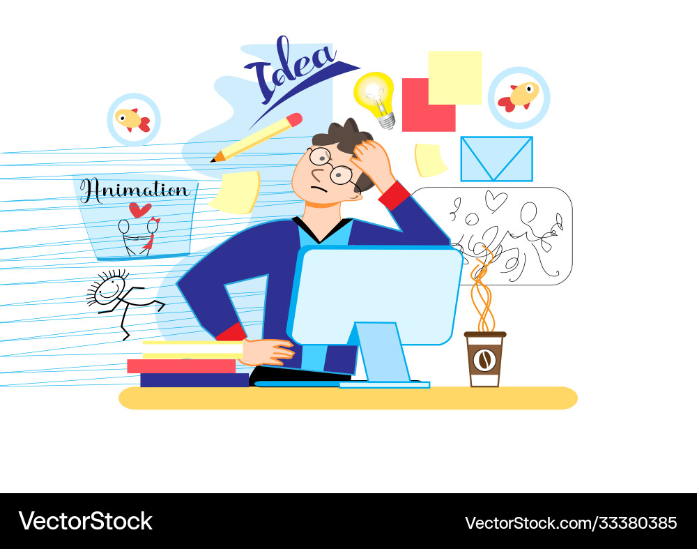 Man designer animator Royalty Free Vector Image