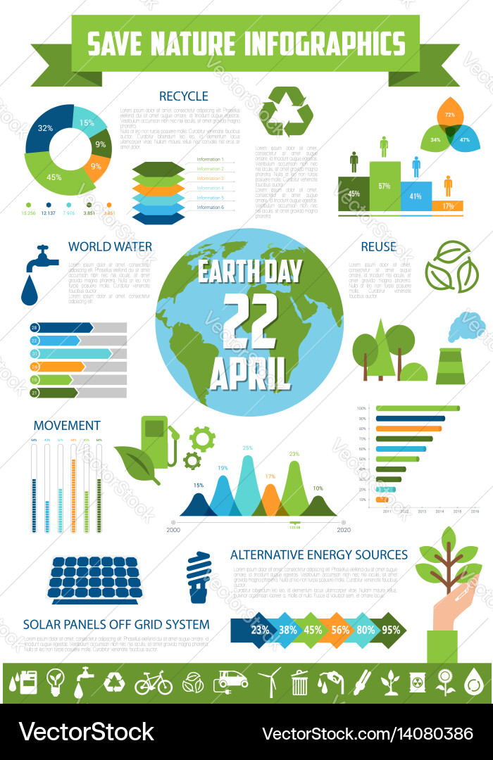 Save nature infographic for earth day design Royalty Free Vector Image ...