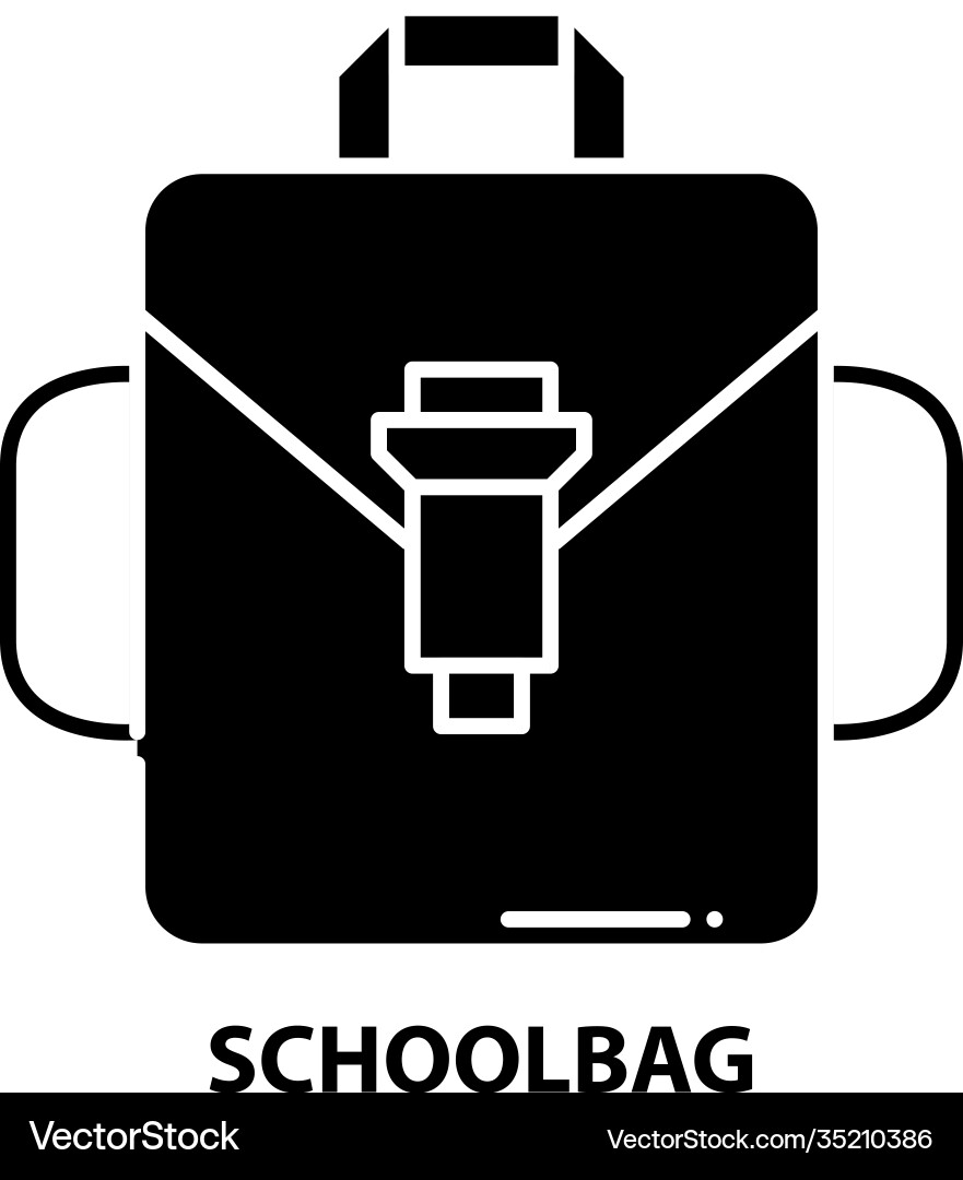 Schoolbag icon black sign with editable Royalty Free Vector
