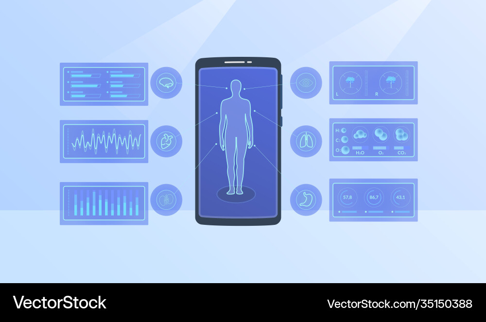 Modern human body health statistics Royalty Free Vector