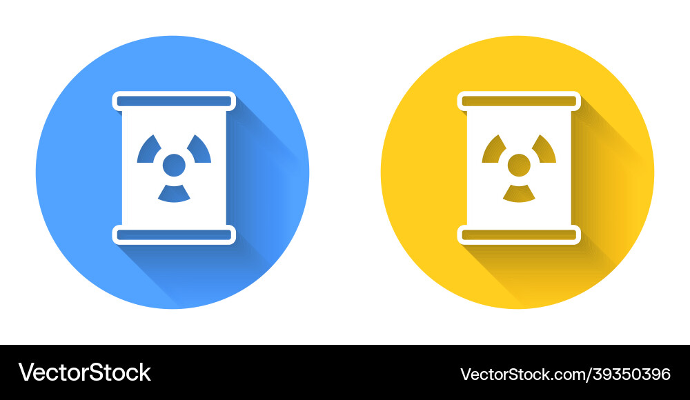 White radioactive waste in barrel icon isolated Vector Image