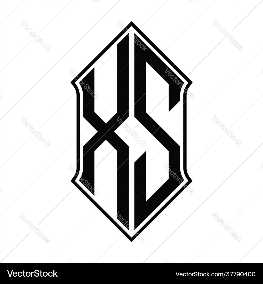 Xs logo monogram with shieldshape and outline Vector Image