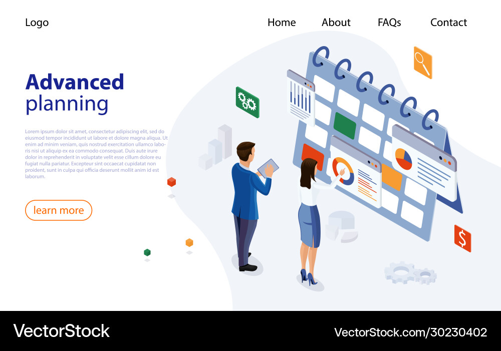 Planning schedule concept banner with business Vector Image