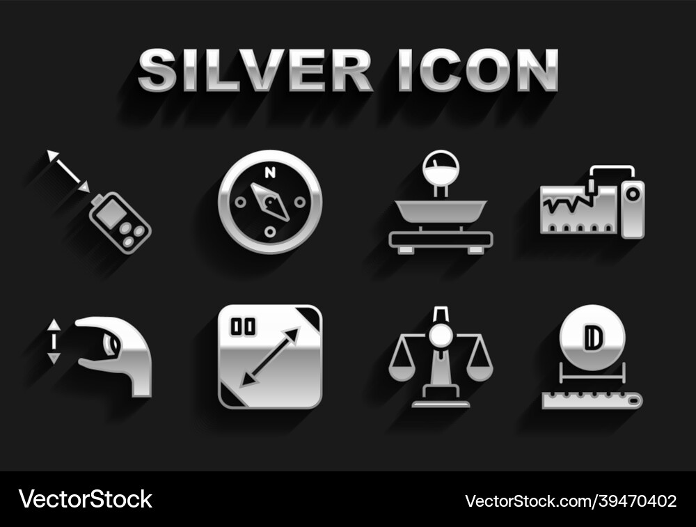 Set diagonal measuring measuring instrument Vector Image