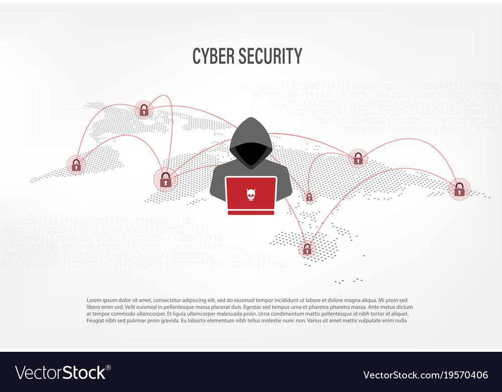 Hacker on world map digital background Royalty Free Vector