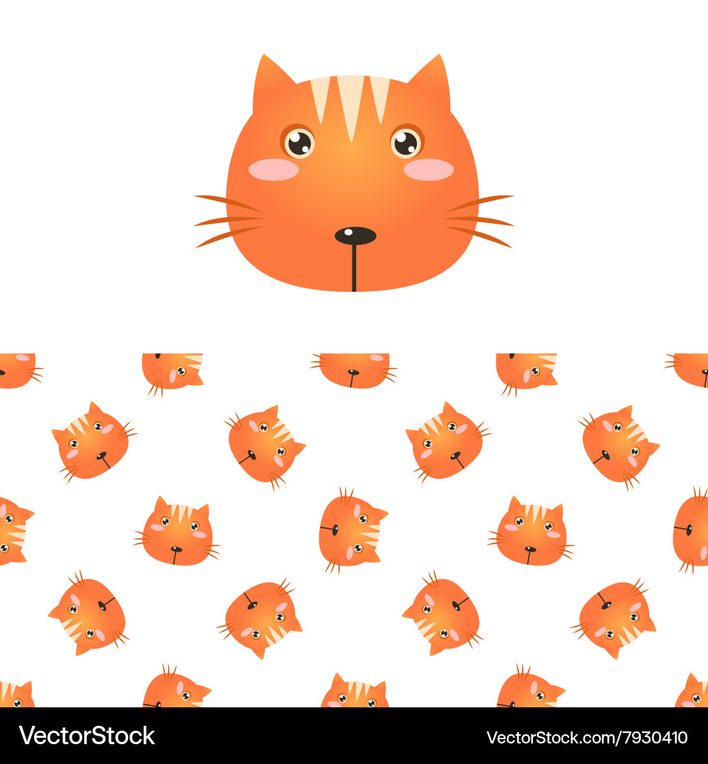 Cat head icon and pattern Royalty Free Vector Image