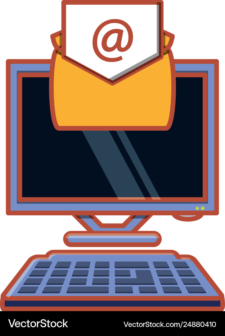 Computer desktop with envelope mail Royalty Free Vector