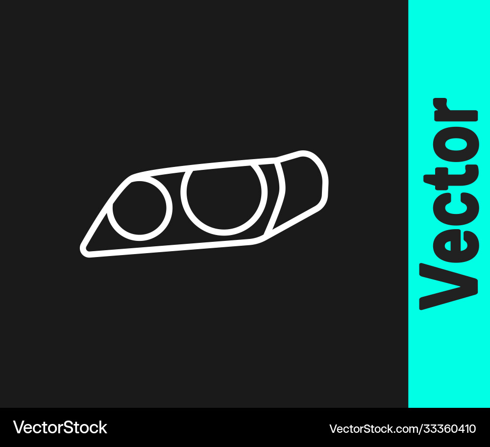 White line car headlight icon isolated on black Vector Image