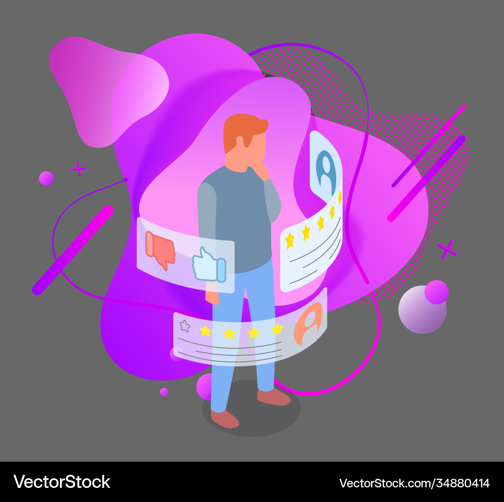 Feedback from buyer man selecting a purchase Vector Image
