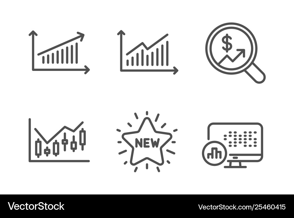 Graph currency audit and chart icons set new Vector Image