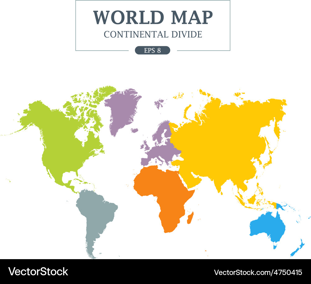 World Map Continental Divide Royalty Free Vector Image