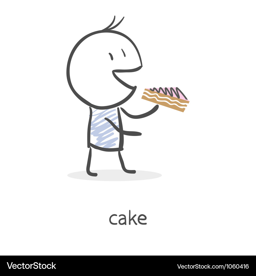Cartoon boy eating cake Royalty Free Vector Image