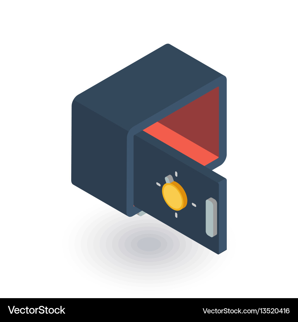 Empty open safe isometric flat icon 3d Royalty Free Vector