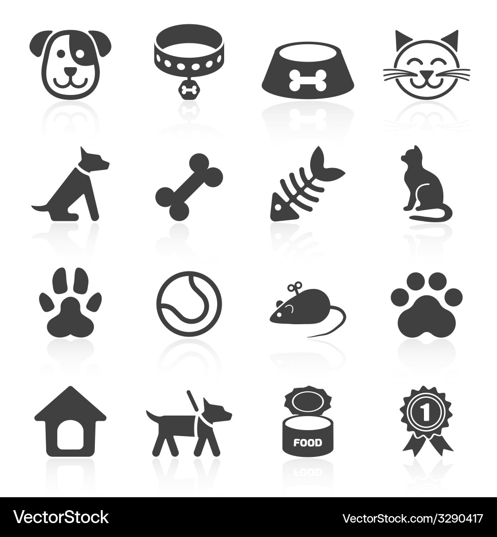 Trendy pet icons isolated on white Royalty Free Vector Image