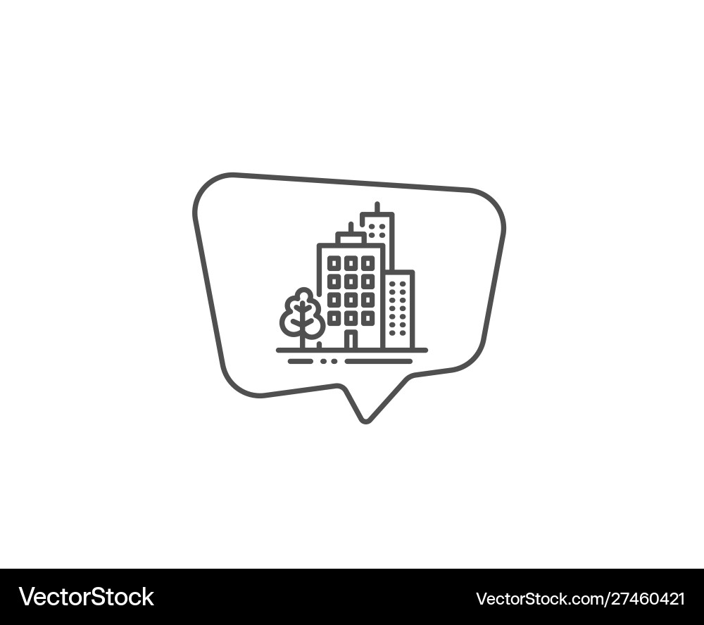 Buildings line icon city architecture with tree Vector Image