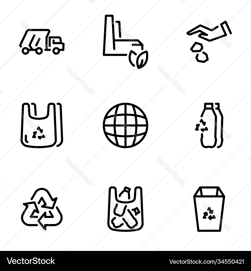 Set icons on a theme recycling plastic Royalty Free Vector