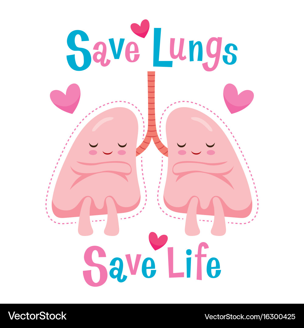 Save lungs save life cartoon character human Vector Image
