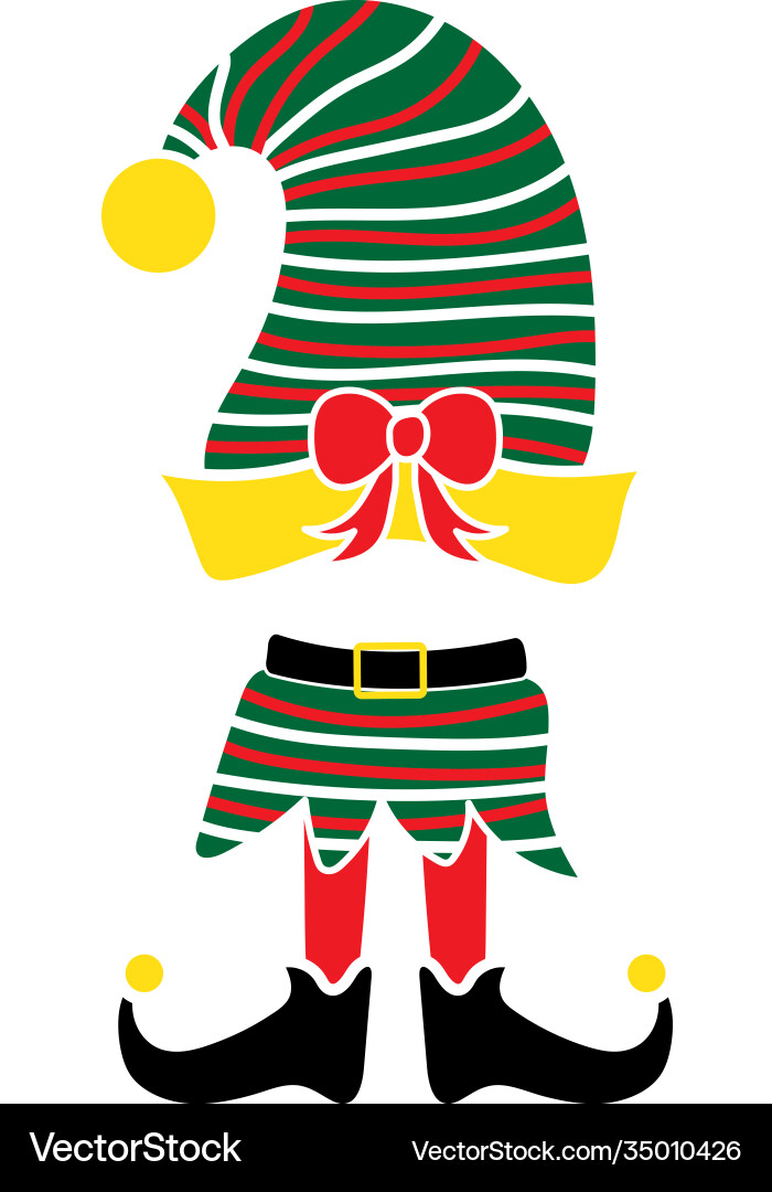 Christmas elf green hat elf isolated Royalty Free Vector