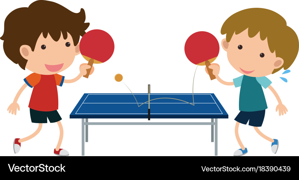 Two boys playing table tennis Royalty Free Vector Image