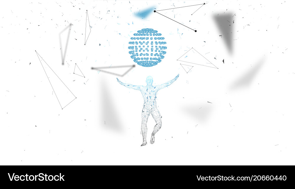 Conceptual abstract man connected lines dots Vector Image
