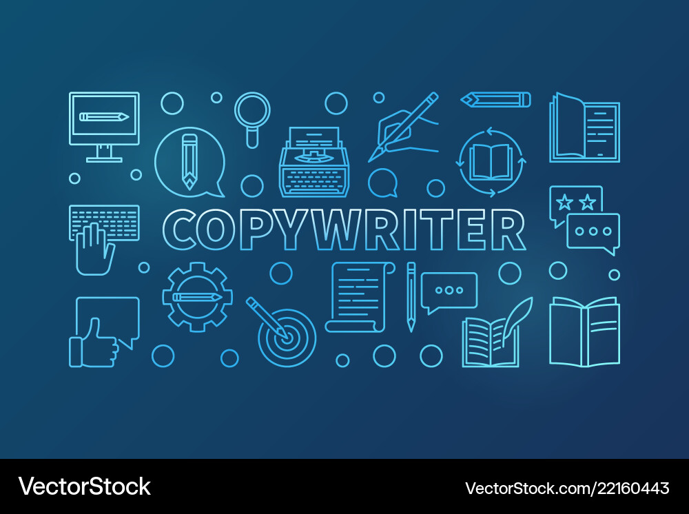 Copywriter outline blue horizontal Royalty Free Vector Image