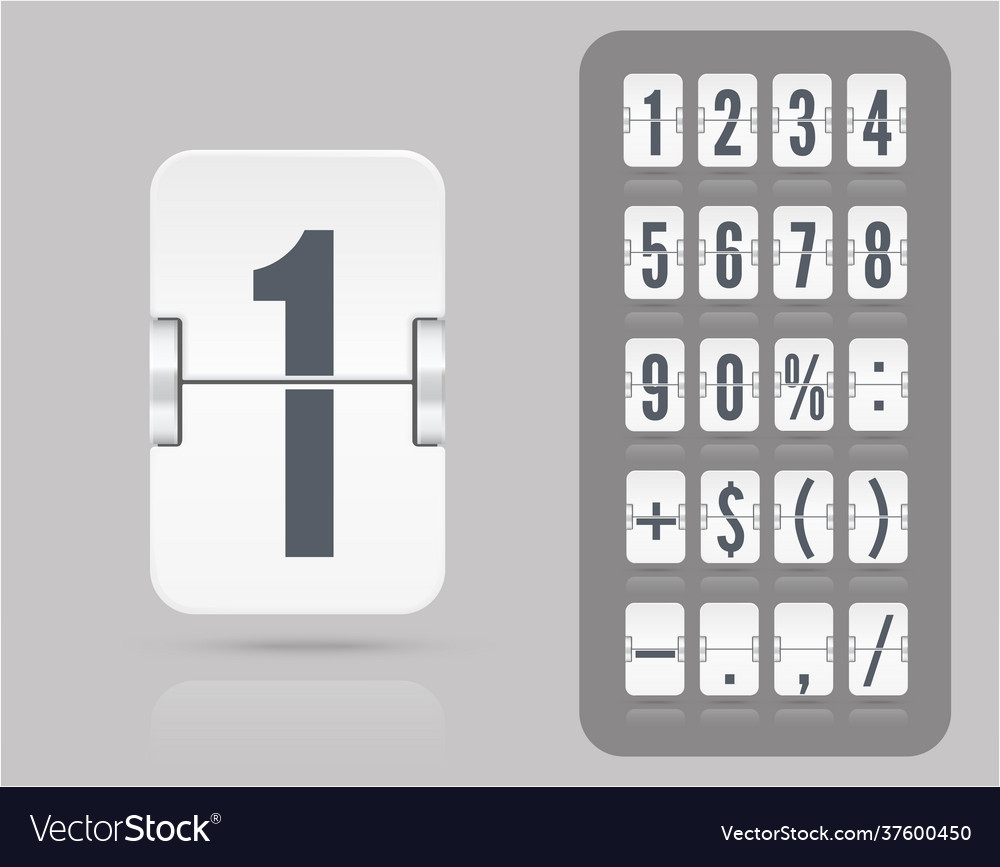White Analog Flip Airport Board Countdown Timer Vector Image