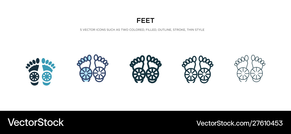 Feet icon in different style two colored Vector Image