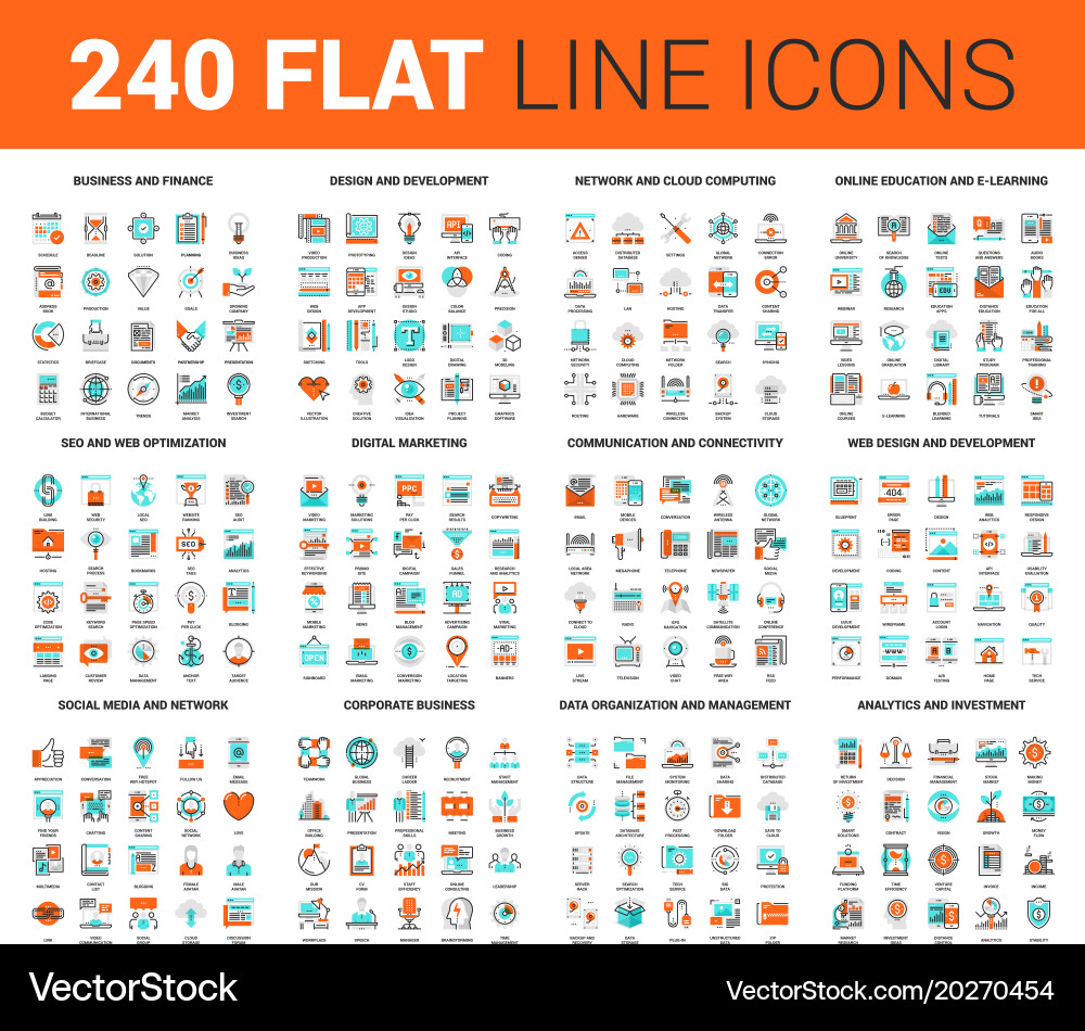 Flat line web icons Royalty Free Vector Image - VectorStock