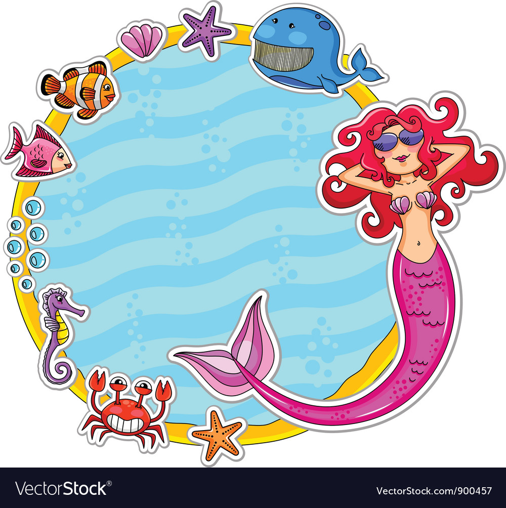 Mermaid frame Royalty Free Vector Image - VectorStock
