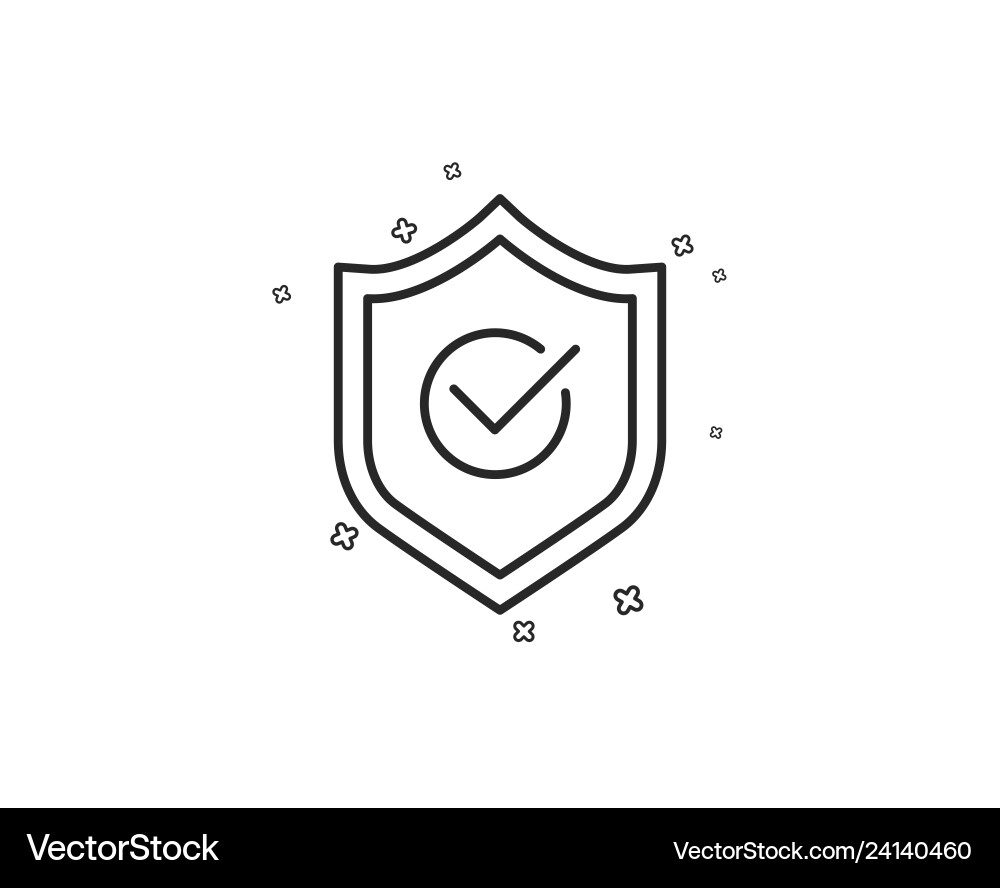 Approved shield line icon accepted or confirmed Vector Image